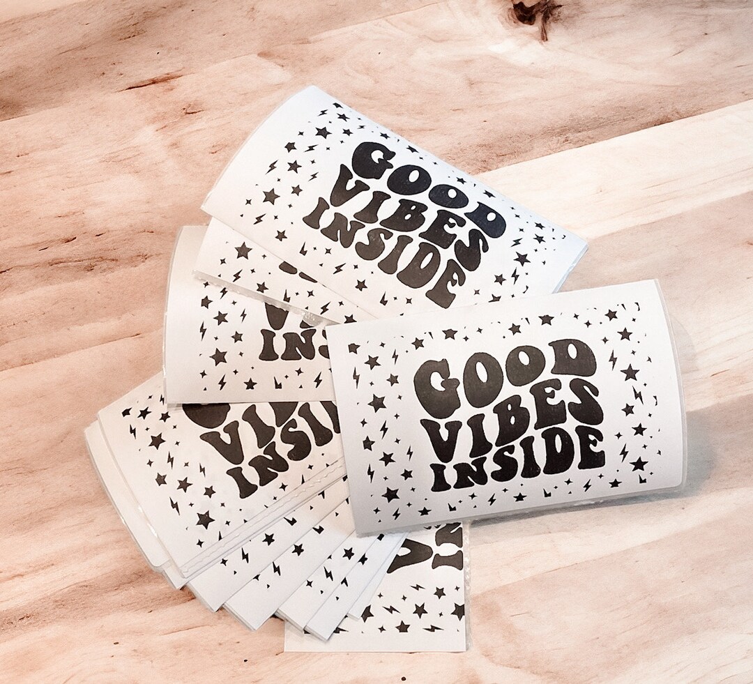 GOOD VIBES INSIDE Thermal Printed Order Packaging Stickers 25, 50, 100 ...
