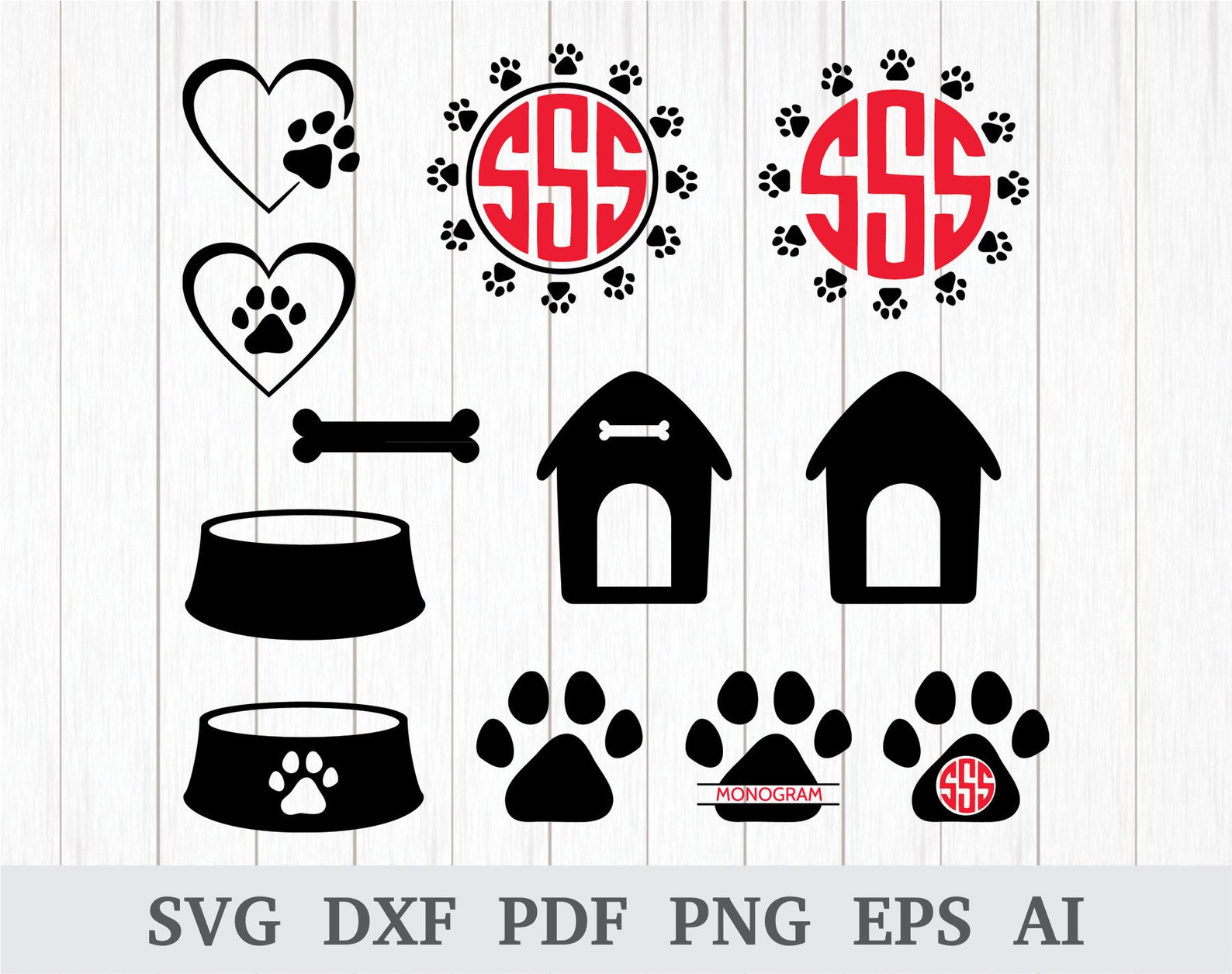 Dog SVG File Dog Paw Print SVG Dog Bone Svg Dog House Svg - Etsy UK