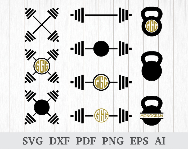 Gym Weights SVG Barbell SVG Dumbbell Svg Kettlebell Svg - Etsy