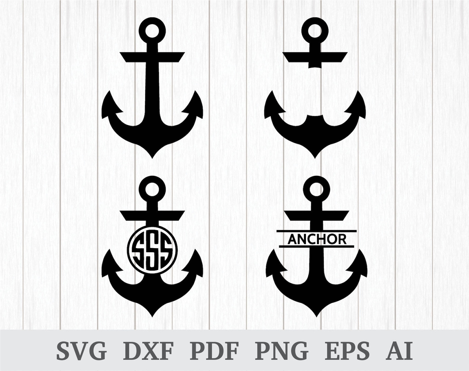 Anchor Monogram SVG Nautical SVG Split Anchor SVG Svg | Etsy