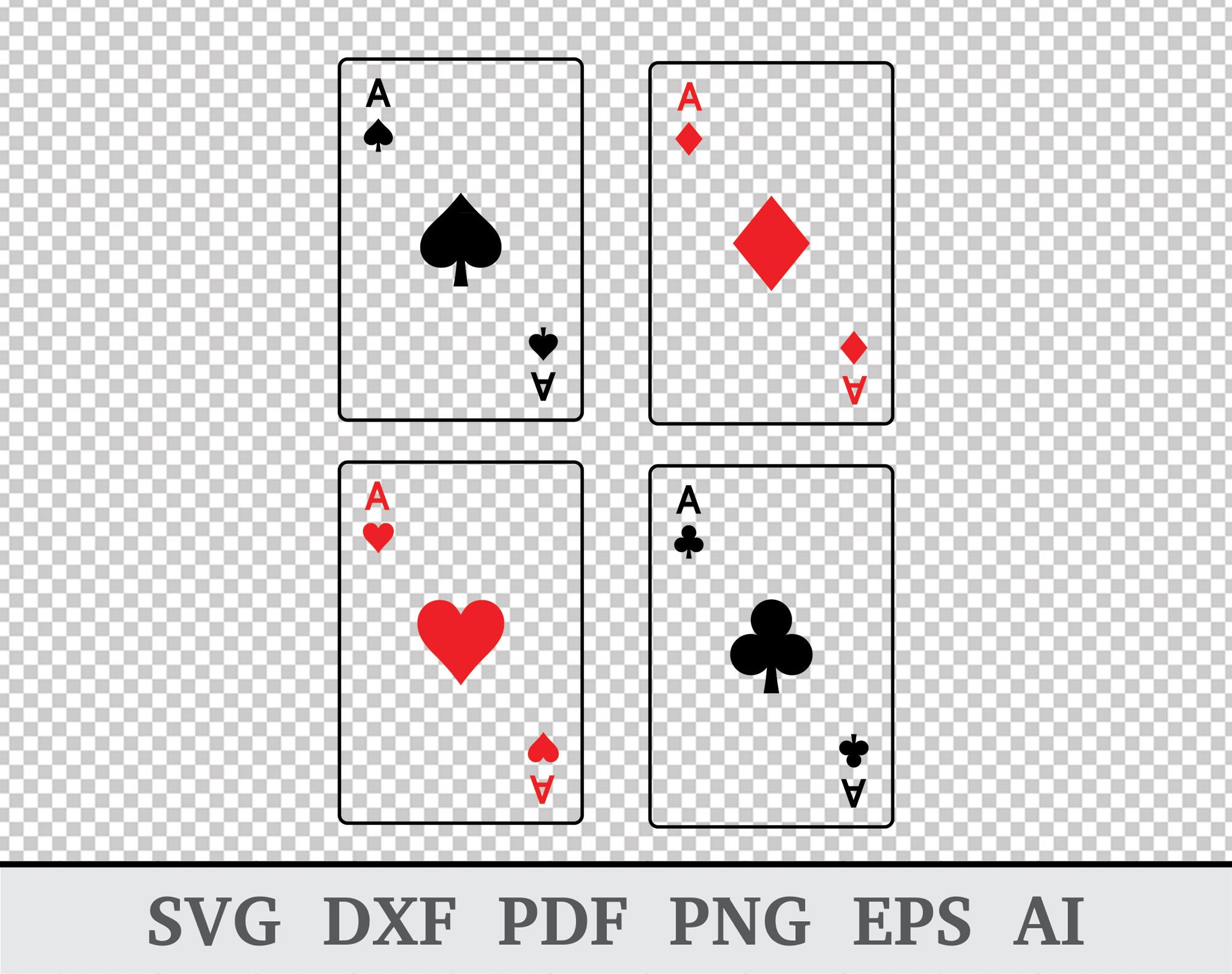 Jugando Cards Ace SVG Card Suits SVG Spade Club Diamond | Etsy