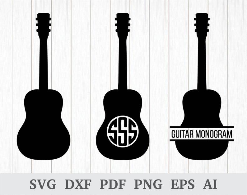 Guitar Monogram SVG, Guitar Silhouette SVG, Guitar Clipart, Svg Cutting ...