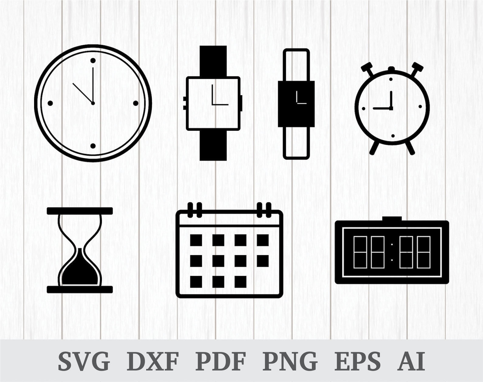 Clock SVG Watch SVG Alarm Clock Svg Hourglass Svg Calendar | Etsy