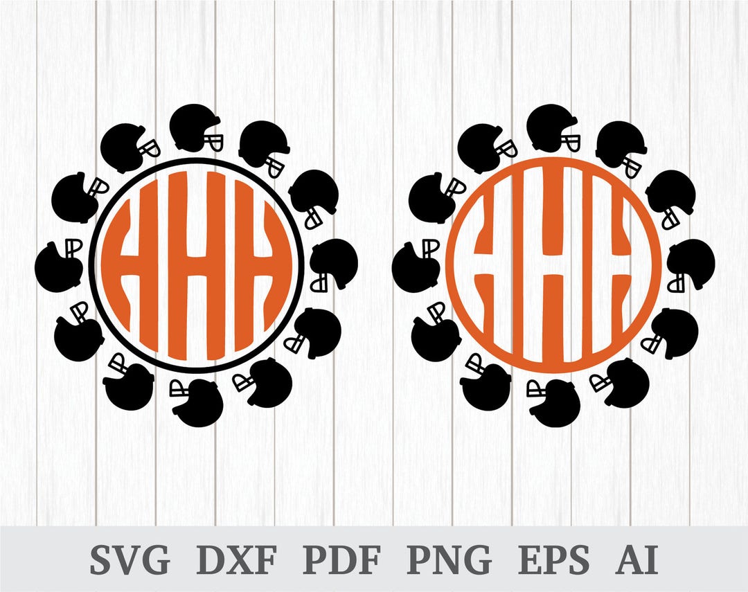 Football Monogram Frame SVG, Football Helmet SVG, Football Svg Cutting ...