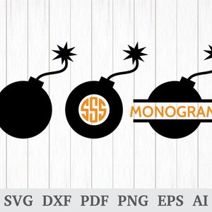 Bomb SVG, Bomb Monogram SVG, Bomb Clipart, Bomb Vector, Screen Printing ...