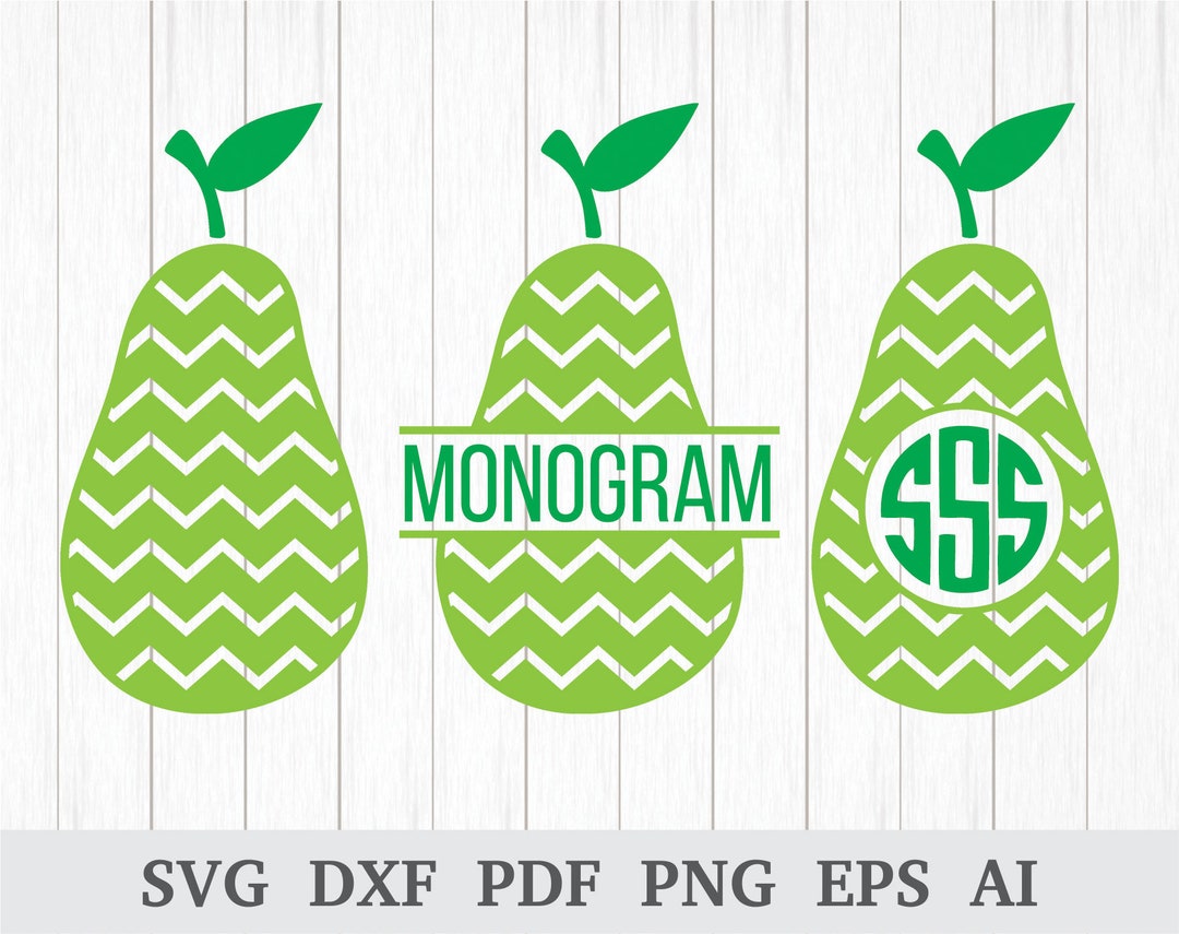 Pear Svg, Pear Clipart, Pear Vector, Kitchen Monogram SVG, Pear ...