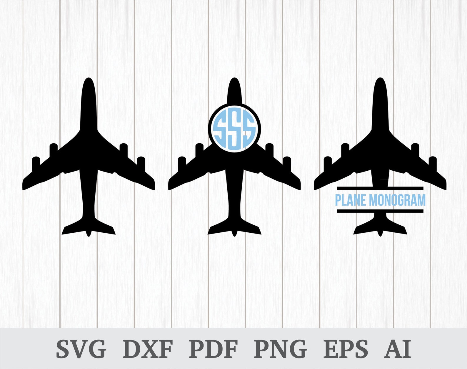 Airplane Svg, Plane Svg File, Airplane Monogram SVG, Airplane Monogram ...