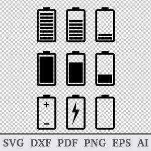 Battery SVG, Batteries SVG, Battery Cutting File, Charging Svg, Full ...