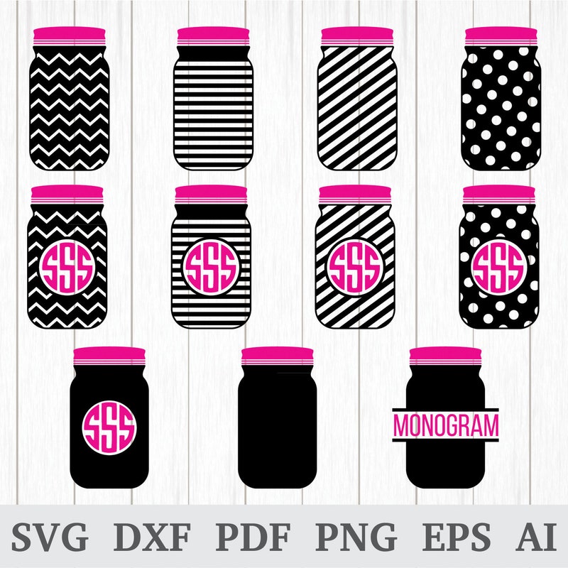 Monogram Mason Jar - Etsy