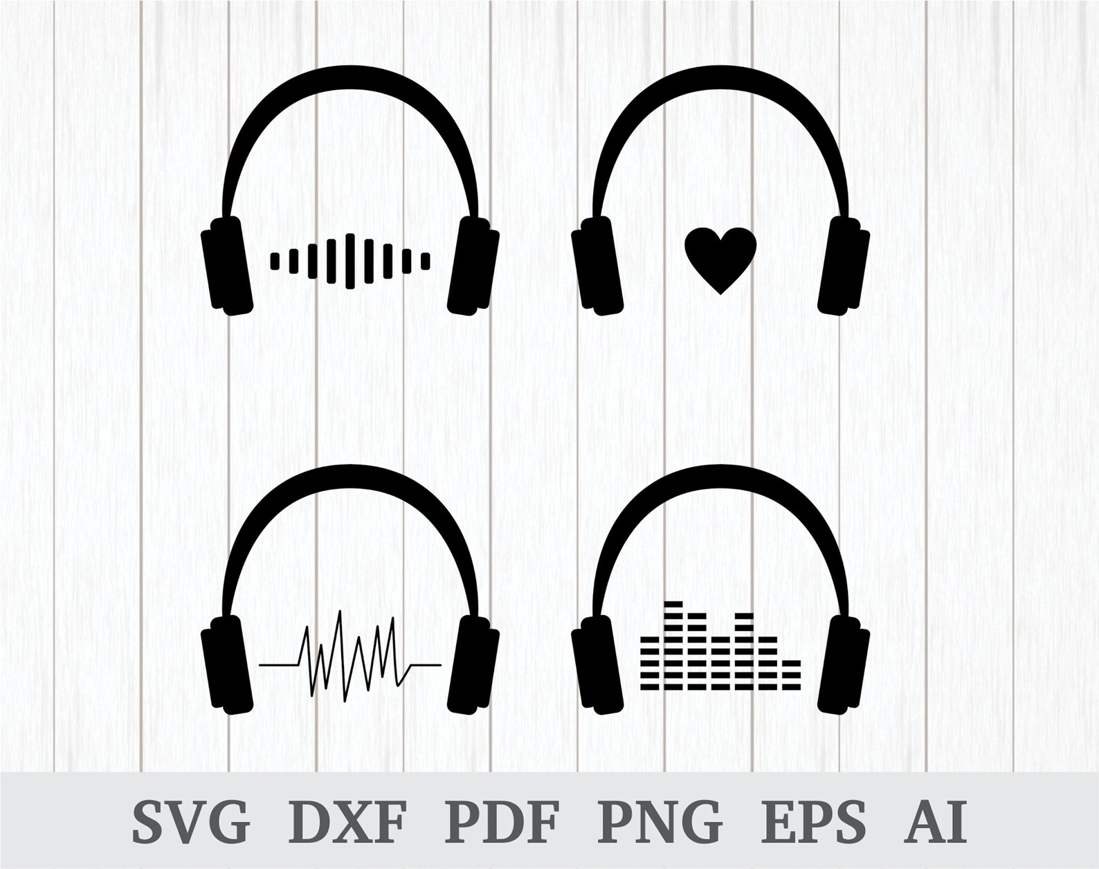 Headphone SVG, Headset SVG, Music SVG, Headphone Heart Svg, Cut File ...