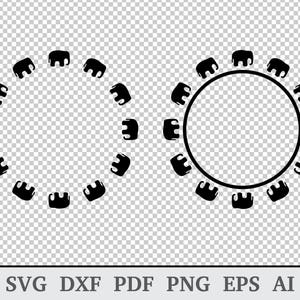 Elephant Circle Monogram SVG, Elephant SVG, Cute Elephant Clipart, Svg ...