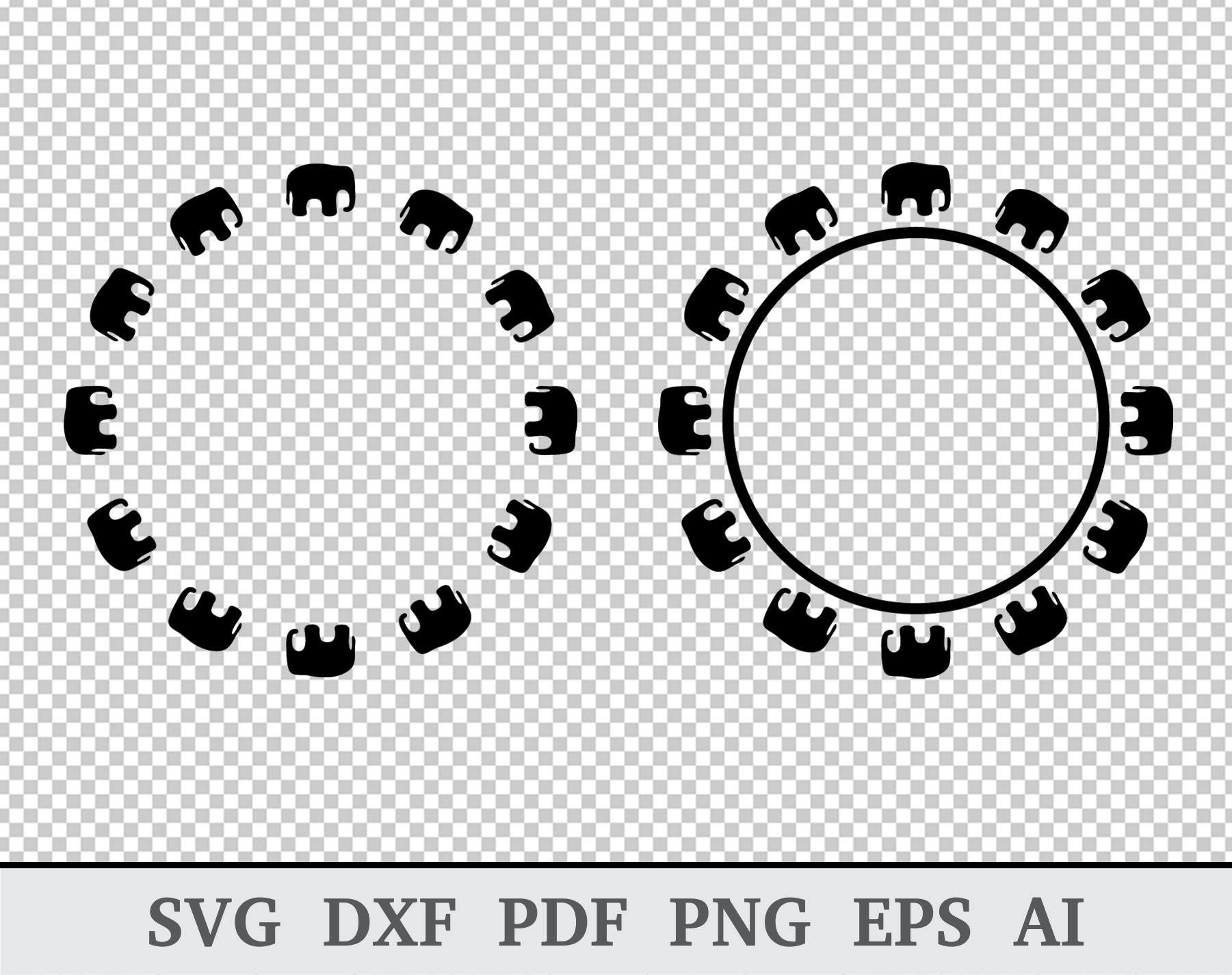 Elephant Circle Monogram SVG Elephant SVG Cute Elephant - Etsy