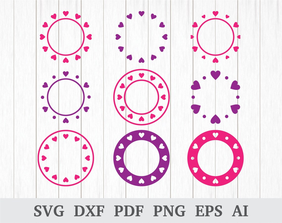 Heart Monogram Frame SVG Circle Monogram Frame SVG Heart | Etsy