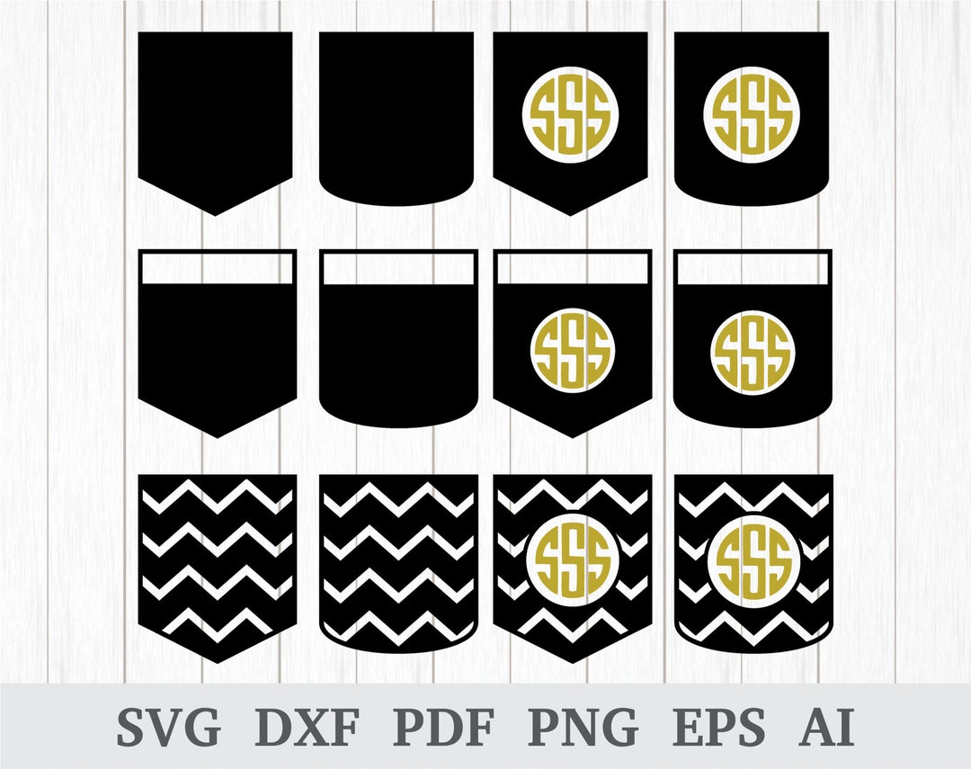 Pocket SVG, Pocket Monogram SVG, Shirt Pocket SVG, Pocket Clipart ...