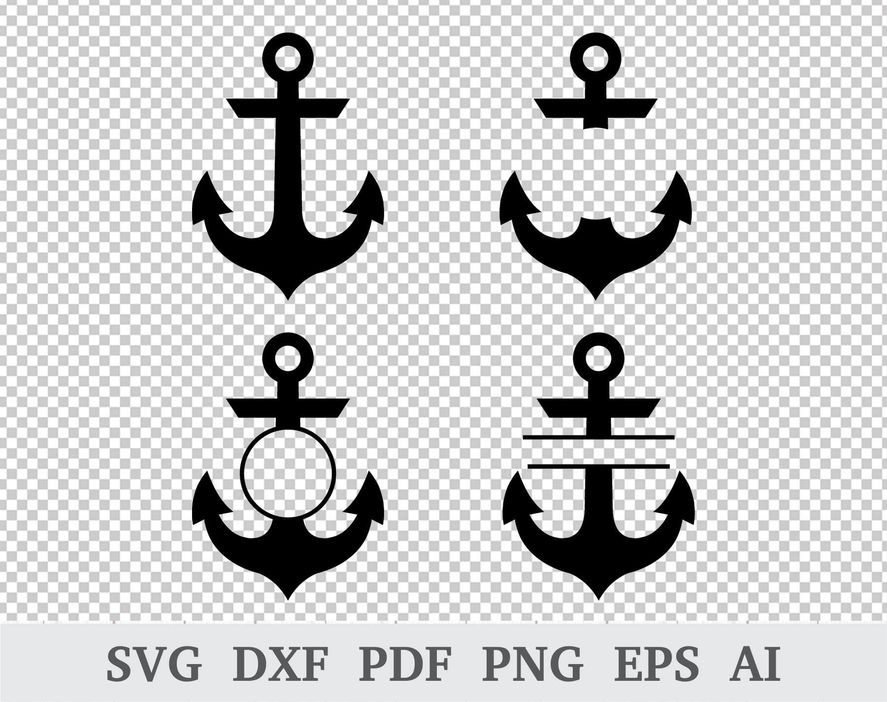 Anchor Monogram SVG, Nautical SVG, Split Anchor SVG, Svg Cutting Files ...
