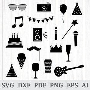 Party SVG, Cake SVG, Balloon Svg, Birthday Party Svg, Bunting SVG, Svg ...