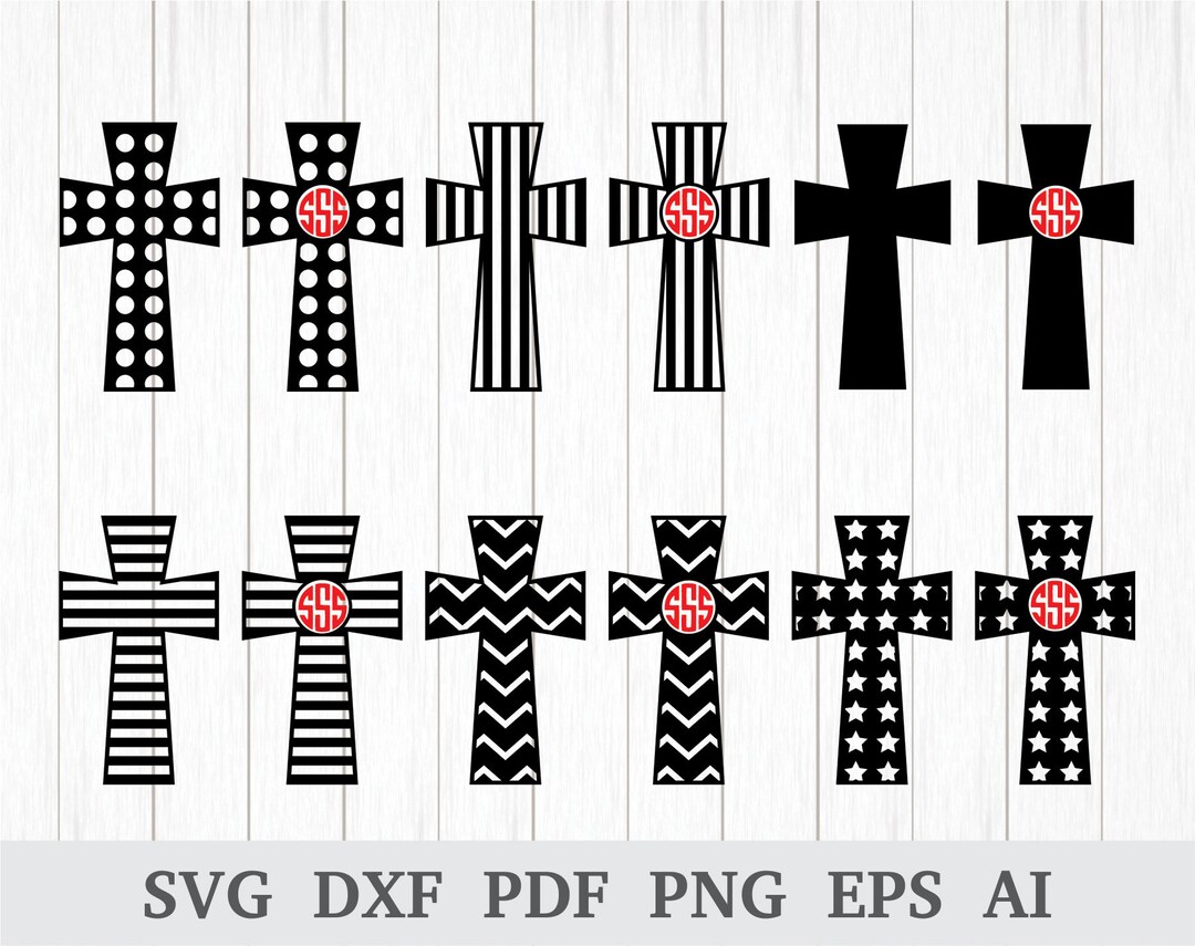 Cross Monogram Svg, Cross Svg File, Christian Cross Svg, Cross SVG ...