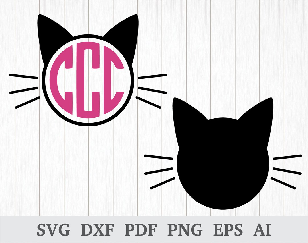 Cat Monogram SVG, Cat Monogram Frame, Cat Head SVG, Cat Svg, Pet ...