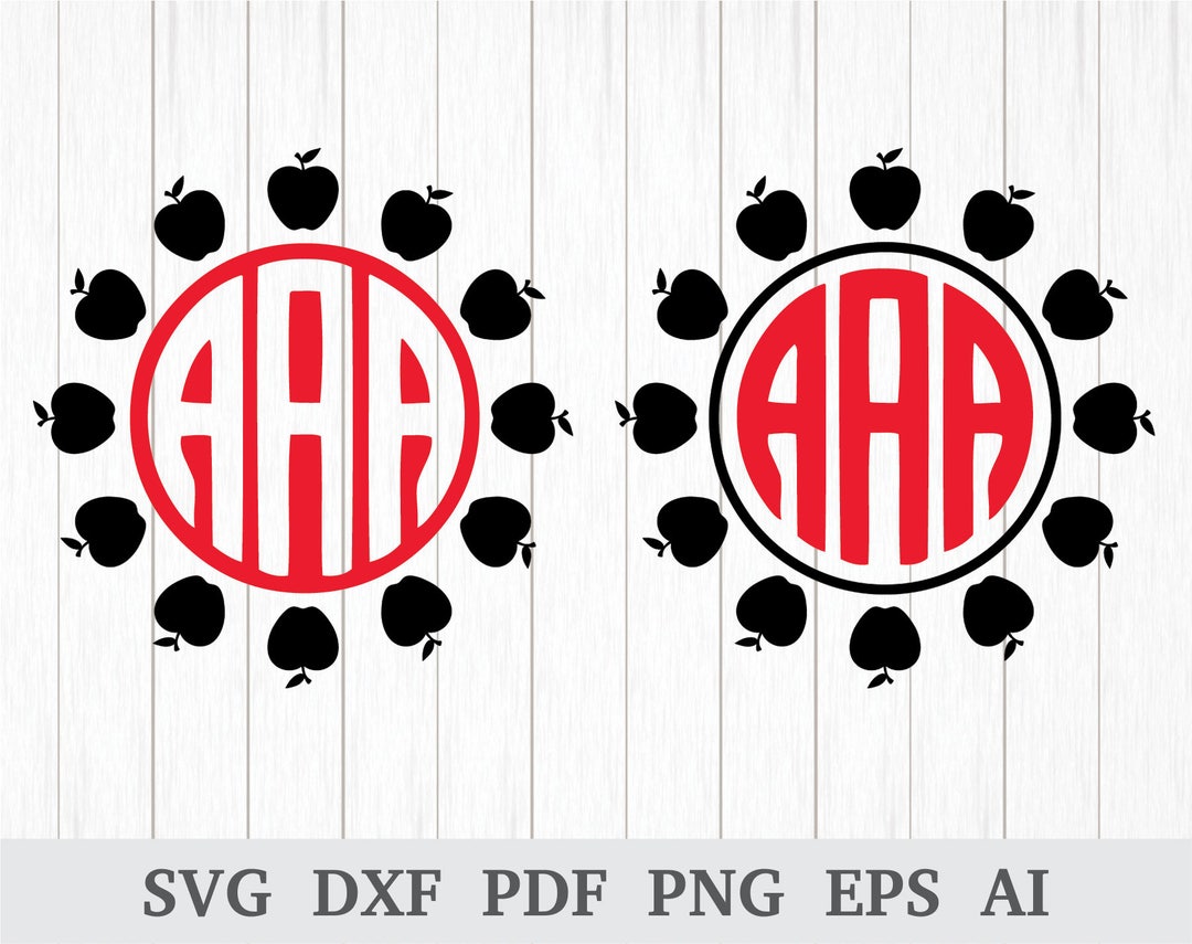Apple Monogram SVG, Apple SVG, Teacher Svg, Teacher Monogram Cutting ...