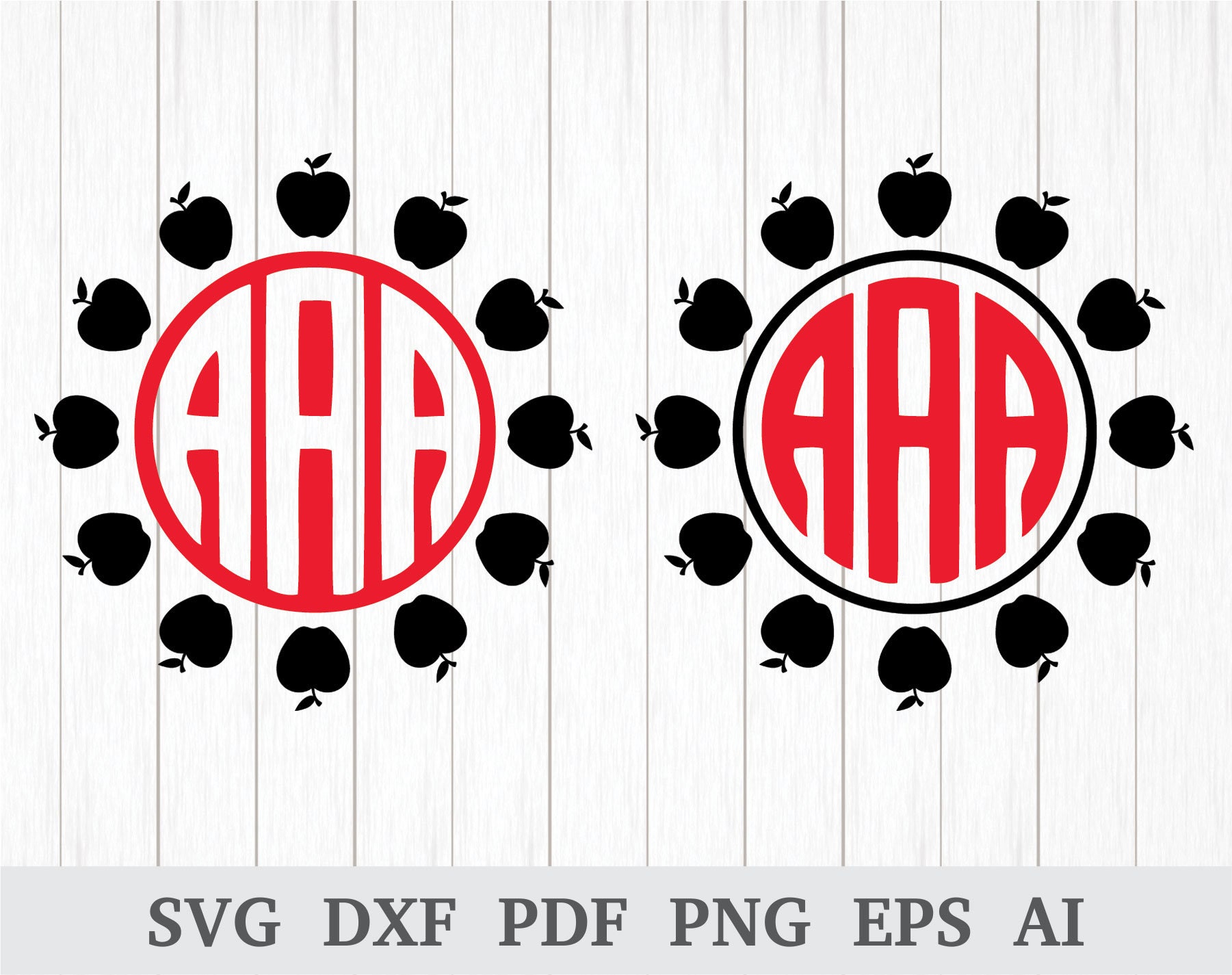 Apple Monogram SVG Apple SVG Teacher Svg Teacher Monogram | Etsy