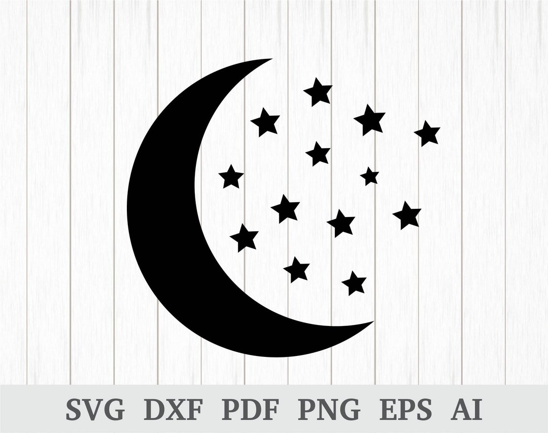 Moon Star Svg, Moon and Stars Svg, Celestial Svg, Crescent Moon Svg ...