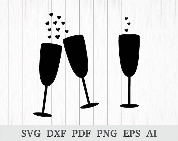Champagne Glasses Svg Cheers Svg Champagne Svg Champagne | Etsy