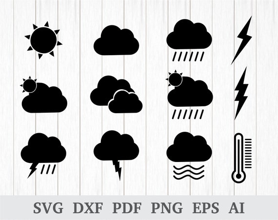 Weather SVG Files Weather Clipart Weather Clip Art Clouds - Etsy