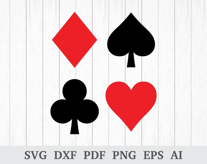 Playing Cards Suits Svg, Clubs, Spades, Hearts, Diamonds. Vector Cut ...