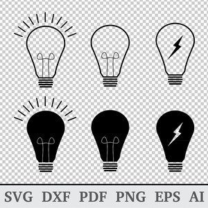 Light Bulb Svg, Lightbulb Svg, Light Bulb Vector, Light Bulb Clipart ...