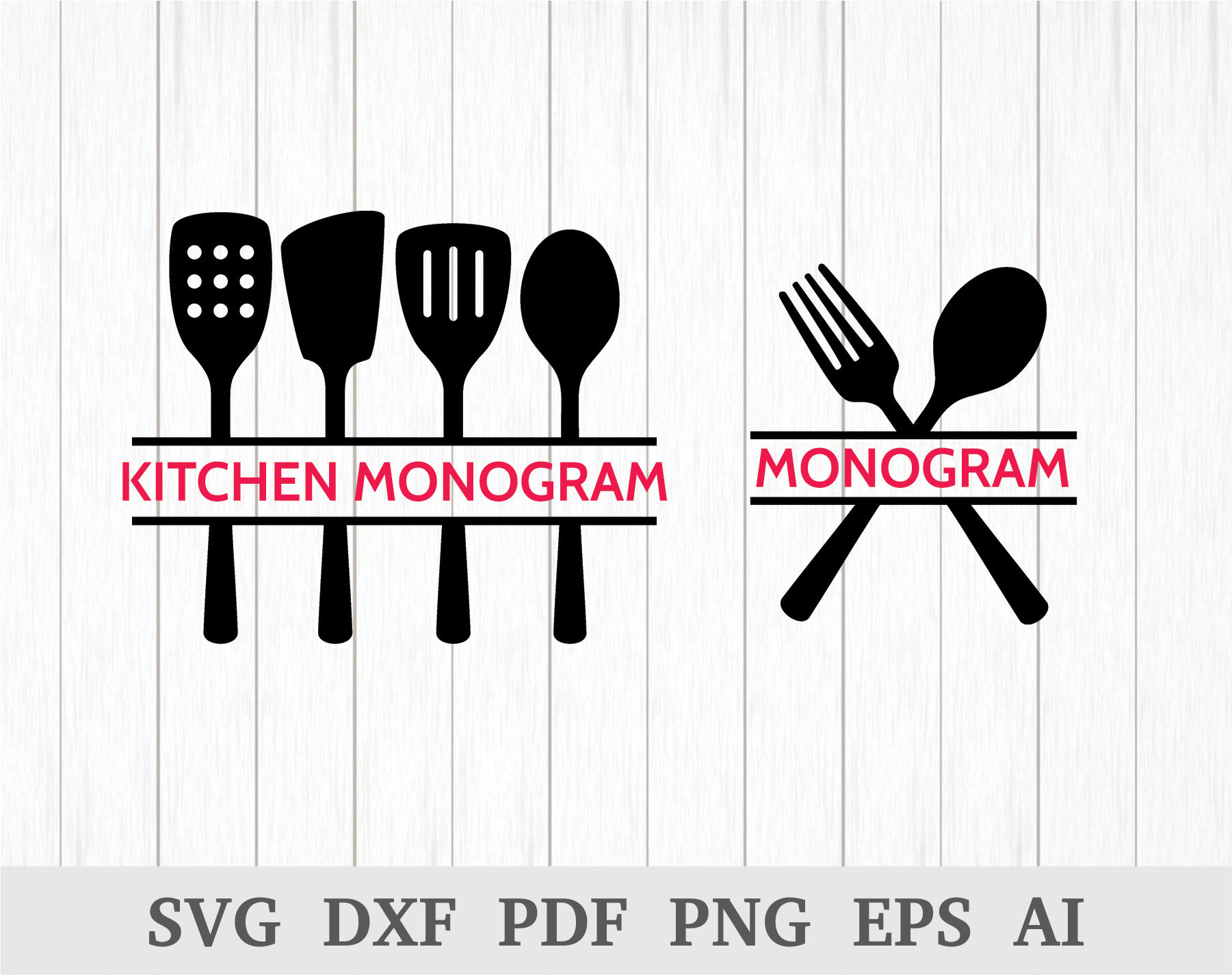 Split Kitchen Utensil SVG Kitchen Monogram SVG Kitchen SVG | Etsy