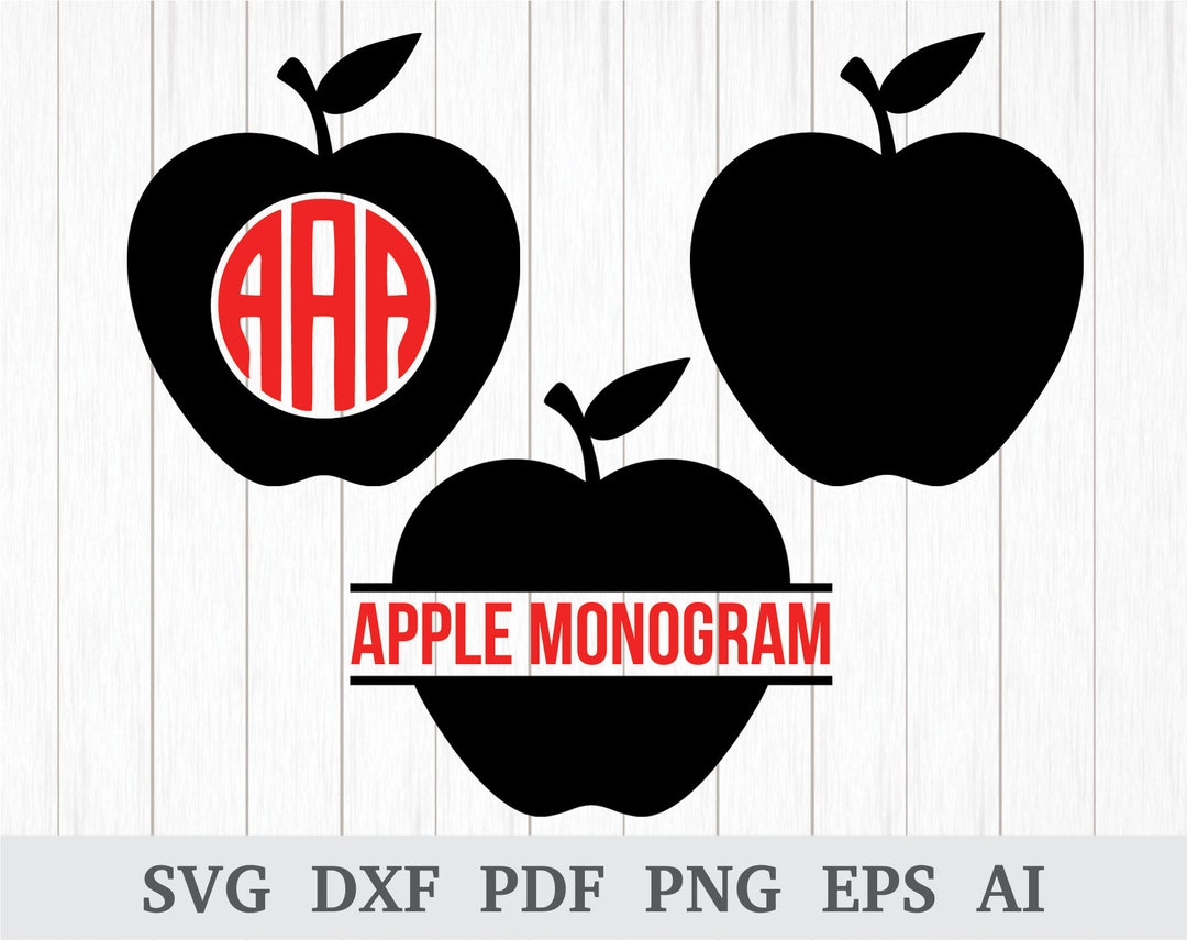 Apple Monogram SVG, Apple SVG, Teacher Svg, Teacher Monogram Cutting ...