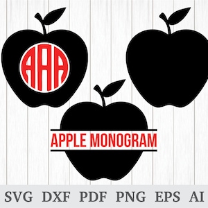 Apple Monogram SVG Apple SVG Teacher Svg Teacher Monogram - Etsy