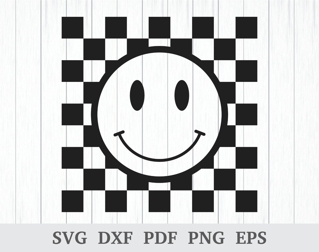 Checkered Smiley Face Svg, Retro Hap Face Svg, Emoji PNG, Boho Shirt ...