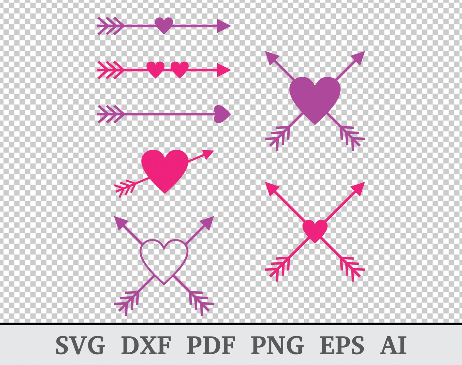 Heart Arrow SVG Heart Arrow DXF Arrow Heart Svg Arrow Heart - Etsy