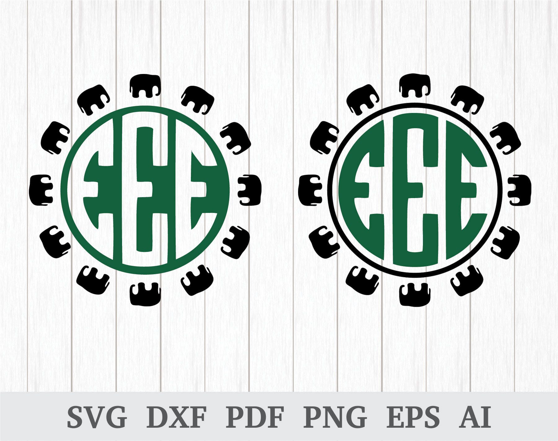 Elephant Circle Monogram SVG Elephant SVG Cute Elephant - Etsy
