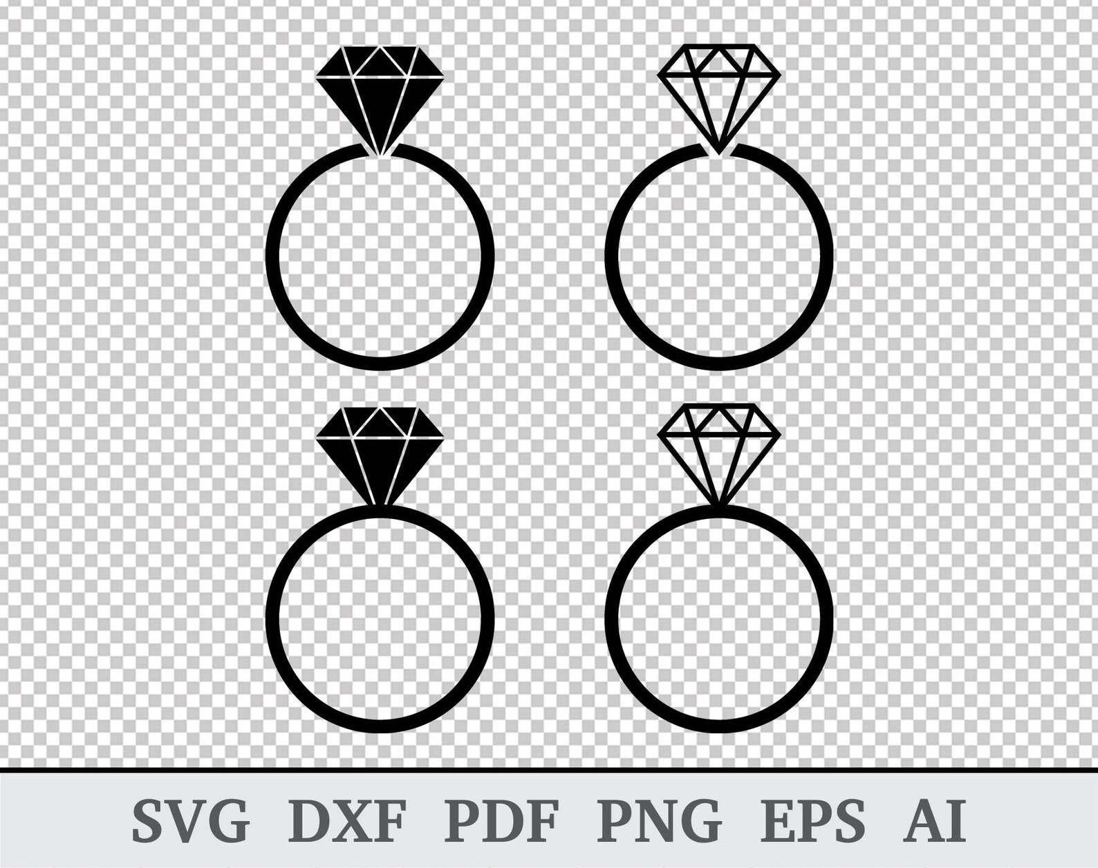 Diamond Ring Monogram SVG, Wedding Ring SVG, Engagement Ring SVG ...
