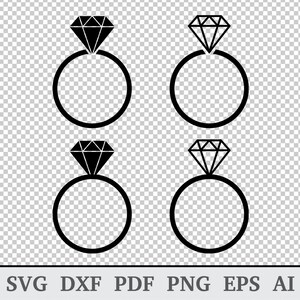 Diamond Ring Monogram SVG, Wedding Ring SVG, Engagement Ring SVG ...