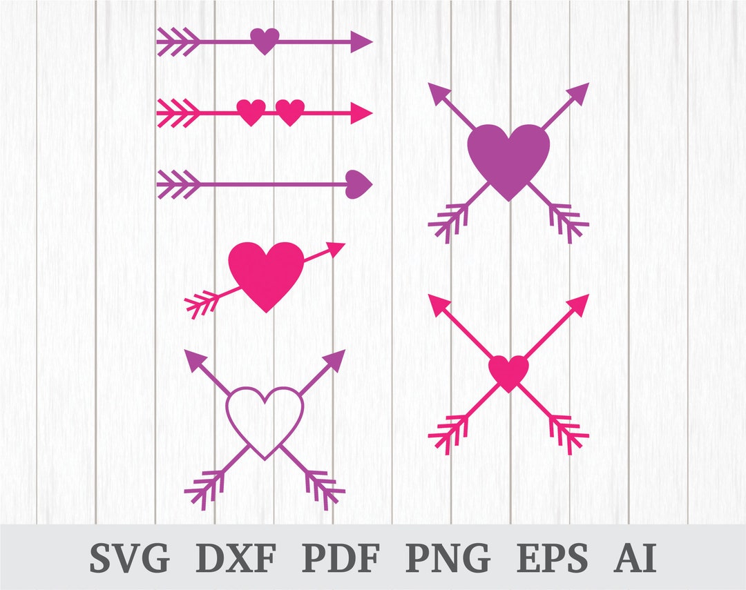 Heart Arrow SVG, Heart Arrow DXF, Arrow Heart Svg, Arrow Heart Clipart ...