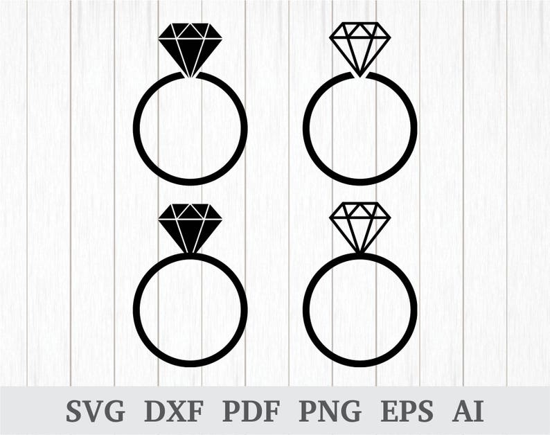 Diamond Ring Monogram SVG Wedding Ring SVG Engagement Ring | Etsy