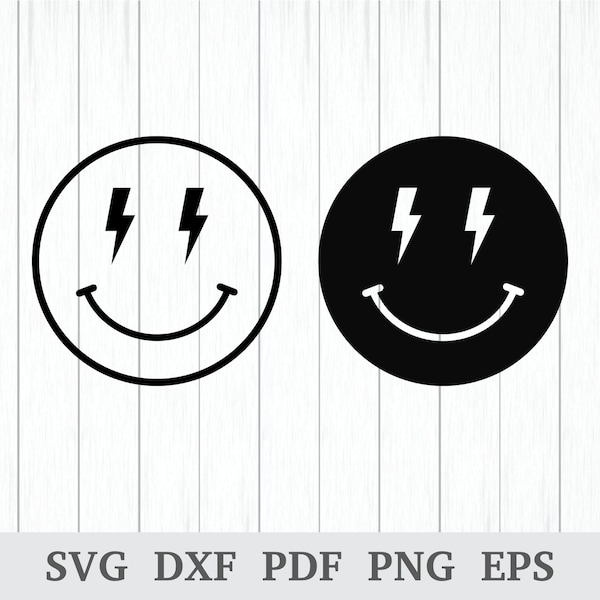 Lightning Bolt Smiley Face - Etsy