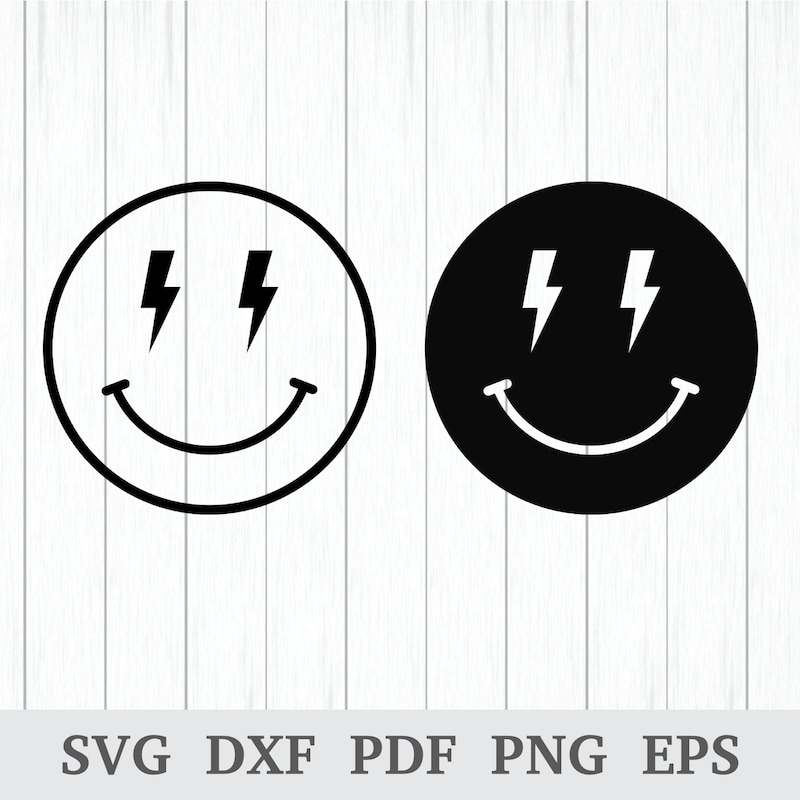 Lightning Bolt Smiley Face - Etsy
