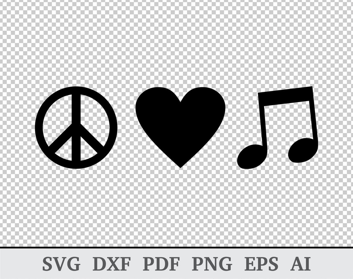 Peace Love Music SVG, Music SVG, Peace Love Music Vector / Clipart, Svg ...