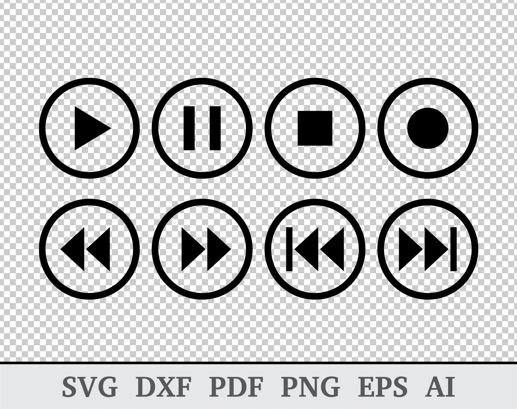 Audio Control Buttons SVG, Audio SVG, Music Player Svg Cutting Files ...