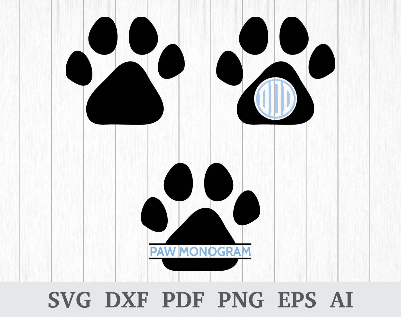 Paw Print SVG, Dog Paw Monogram SVG, Dog SVG Clipart, Pet Monogram Svg ...