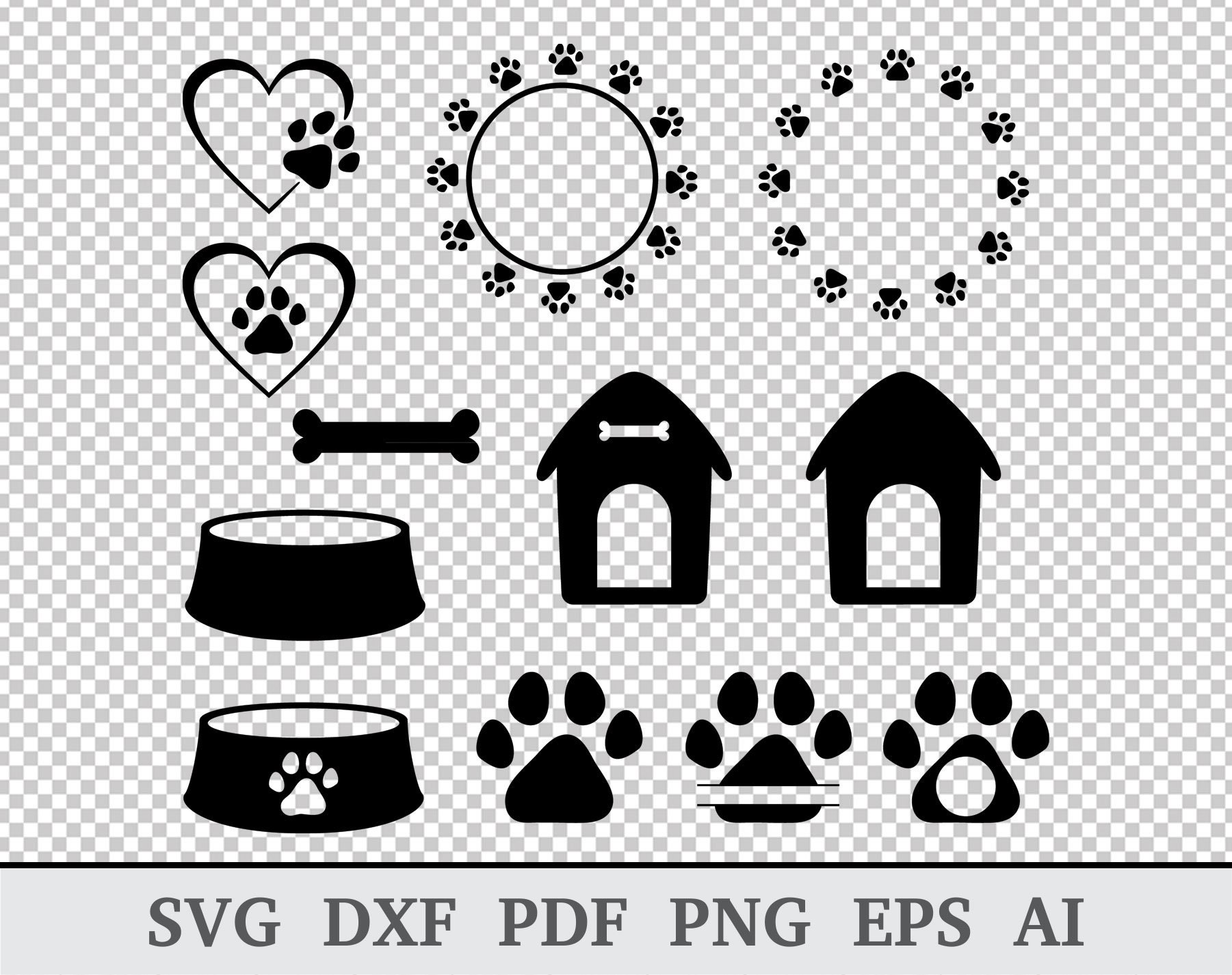 Dog SVG File Dog Paw Print SVG Dog Bone Svg Dog House Svg - Etsy