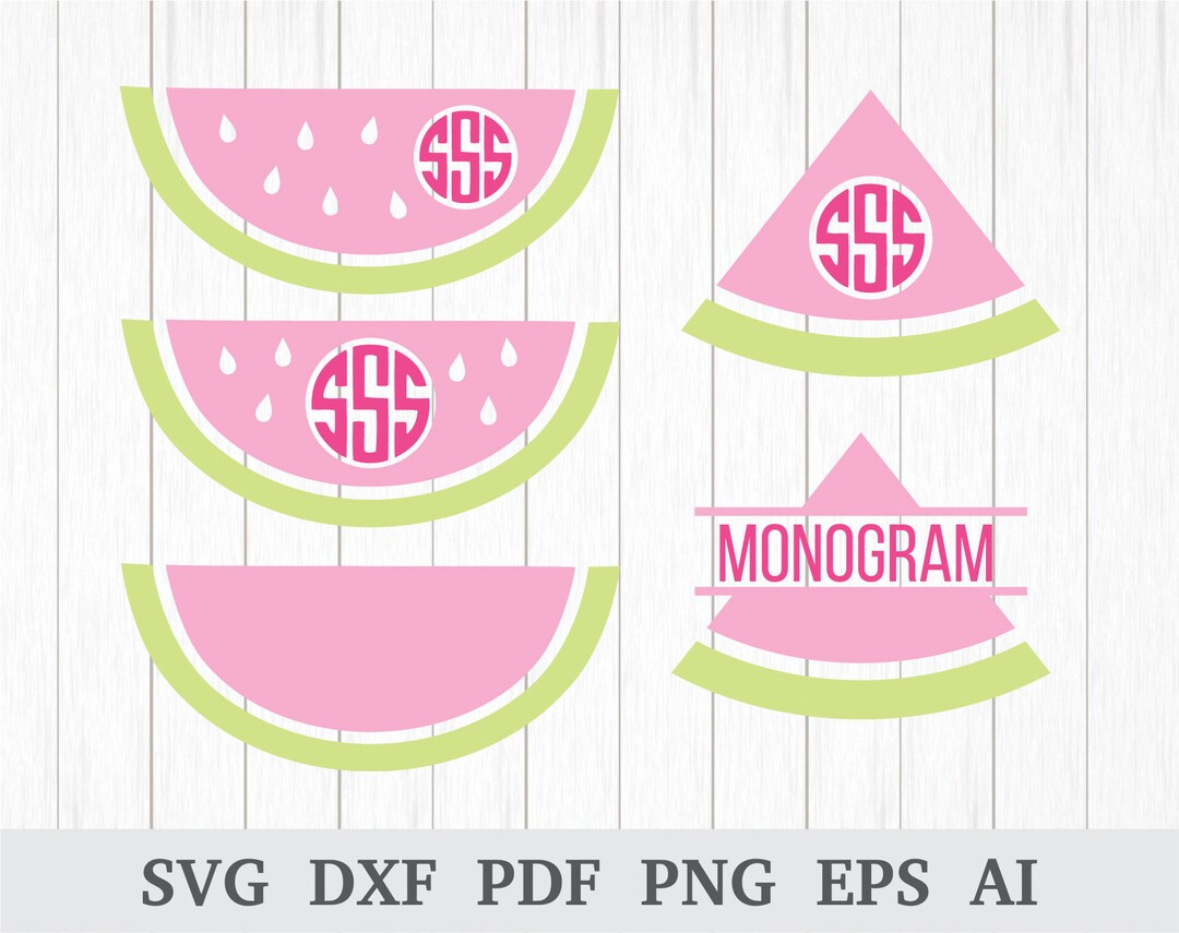 Watermelon Monogram SVG File, Watermelon SVG, Fruits SVG, Summer Svg ...
