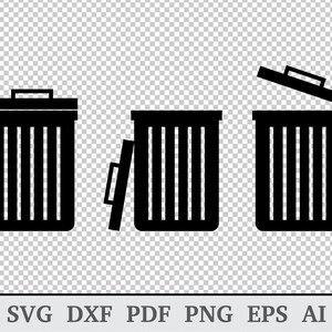Trash Can File, Trash Bin SVG File , Garbage Can Svg, Recycle Bin Svg ...