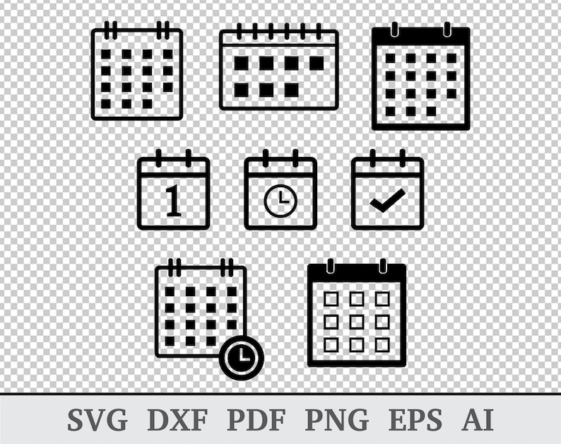 Calendar Svg Calendar Vector Calendar Clipartdate SVG Wall - Etsy