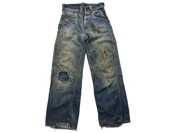 Vintage 30's Indigo Denim Boro Patchwork Sashiko Repaired Vintage 30's Indigo Denim Boro Patchwork Sashiko Repaired