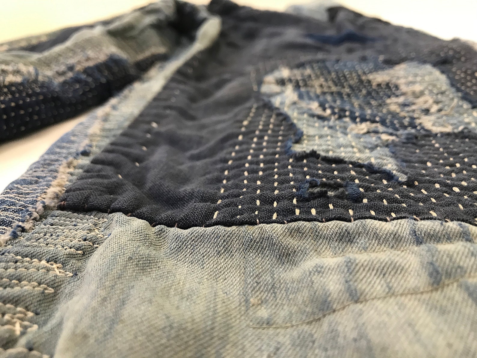 Vintage 40's Japanese Indigo Denim Boro Patchwork Sashiko Repaired ...